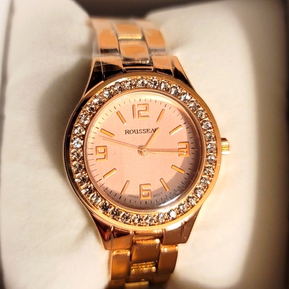 Rousseau | Accessories | Rousseau 34mm Case Luxury Crystal Bezel Watch ...
